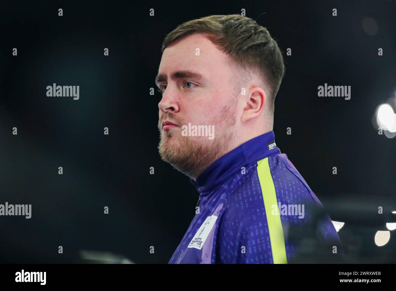 Nottingham, UK. 14th Mar, 2024. Luke Littler portrait during the 2024 ...