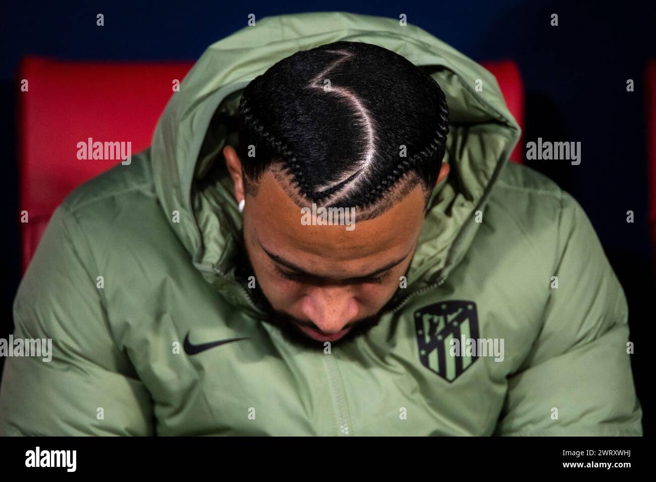 Memphis Depay of Atletico Madrid seen before the UEFA Champions League ...