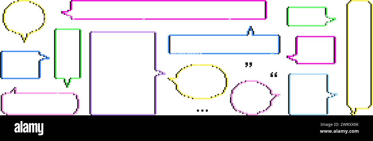 Speech bubble pixel 8 bit set vector illustration Stock Vector Image ...