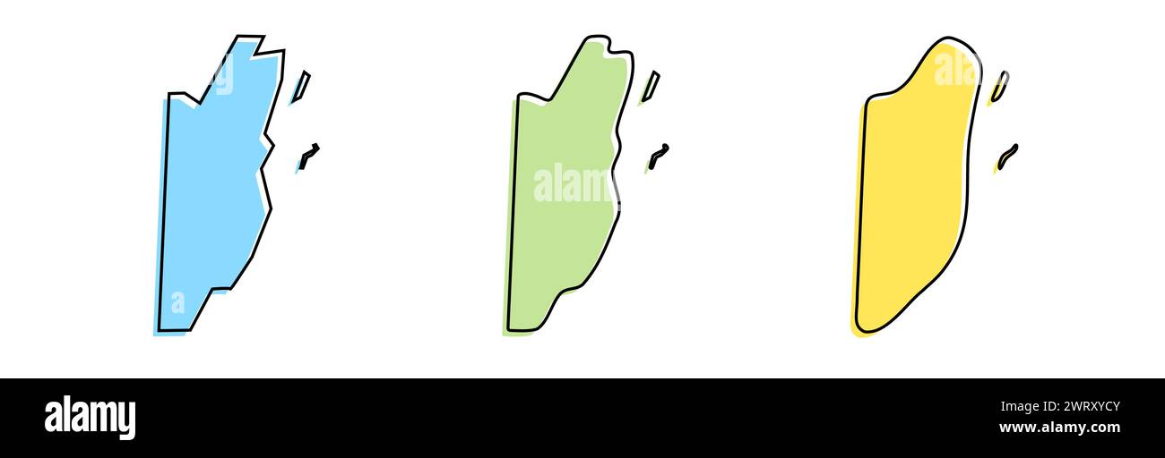 Belize country black outline and colored country silhouettes in three ...