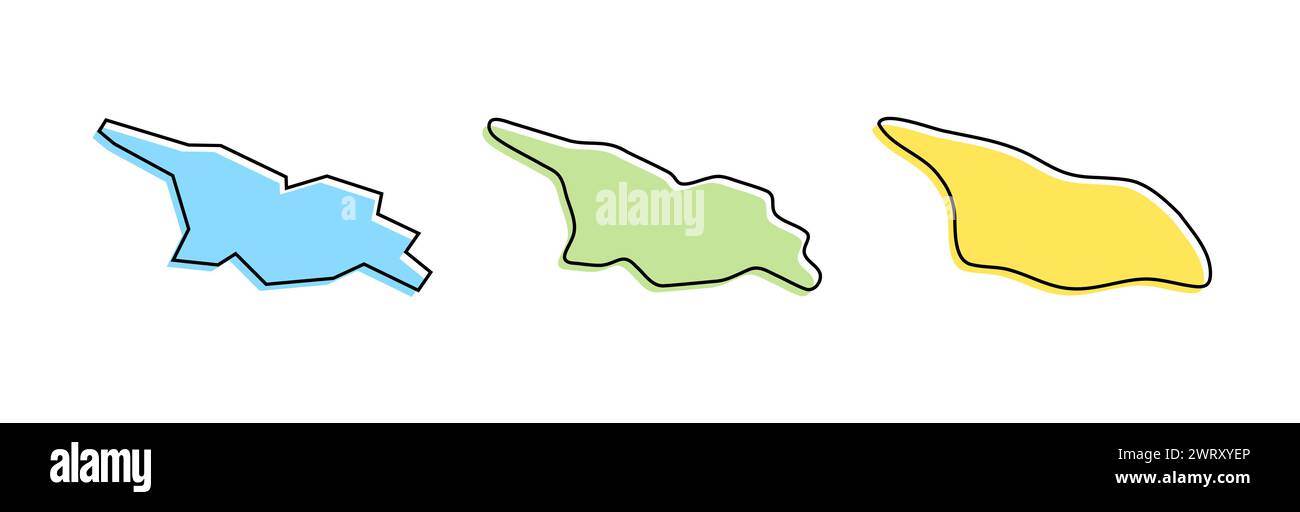 Georgia country black outline and colored country silhouettes in three ...