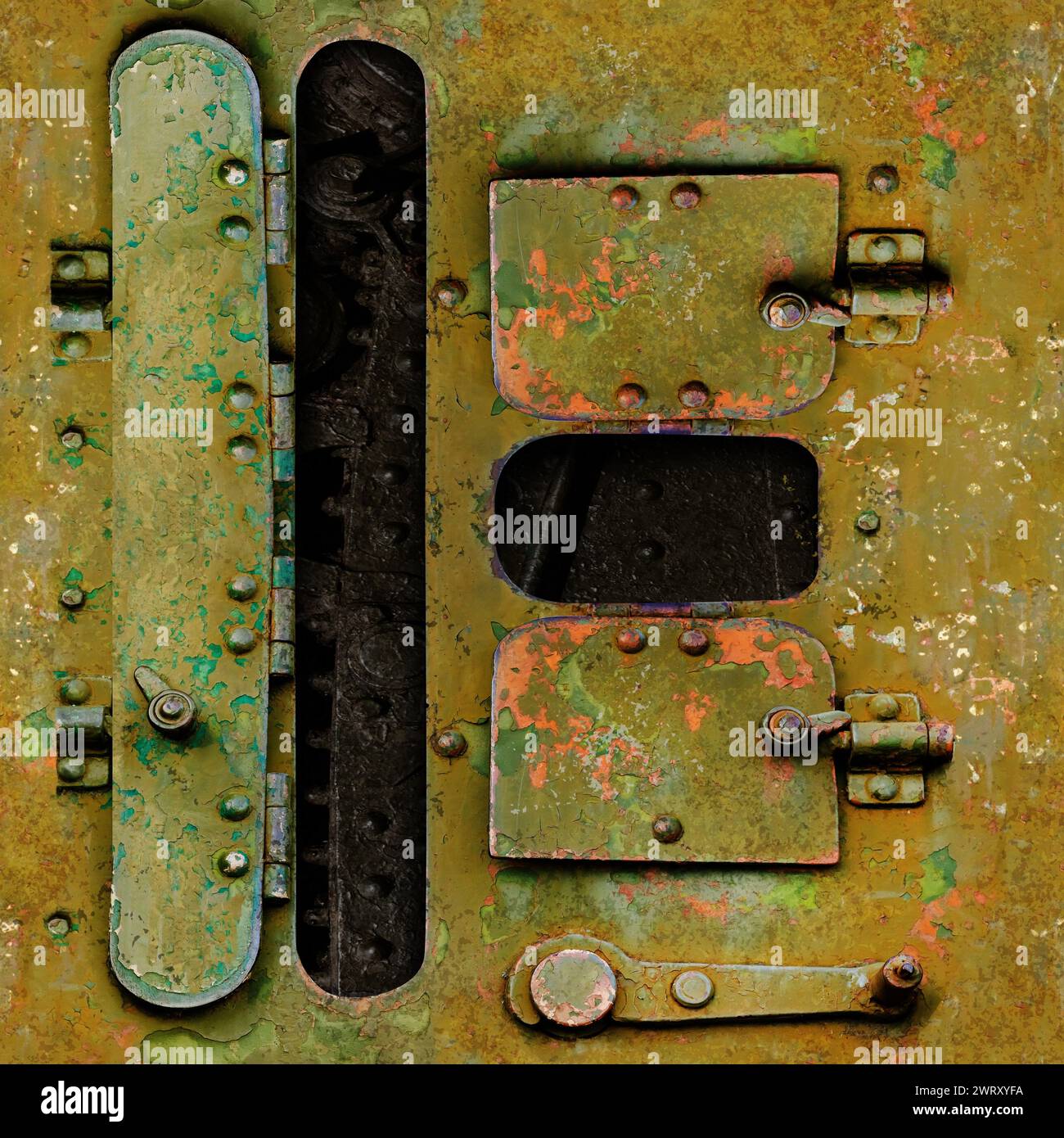 Seamless texture photo of rusty and worn, green painted armored vehicle ...