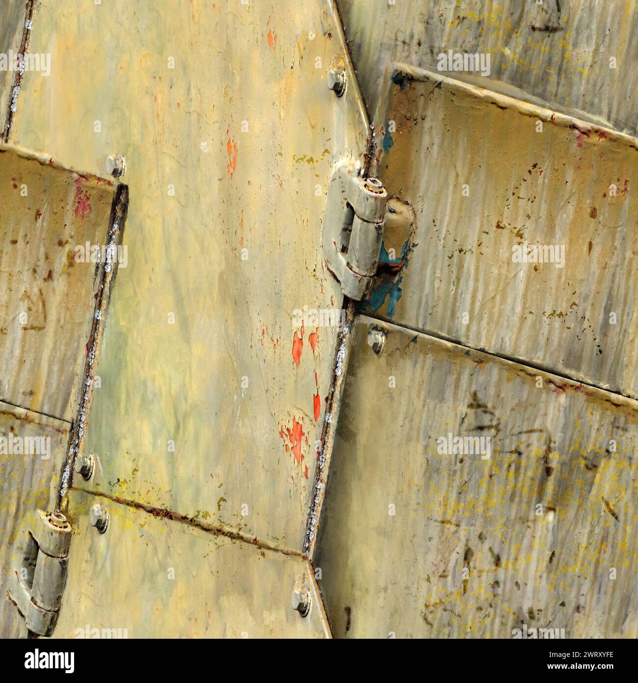 Seamless texture photo of rusty and worn armored vehicle plates with ...