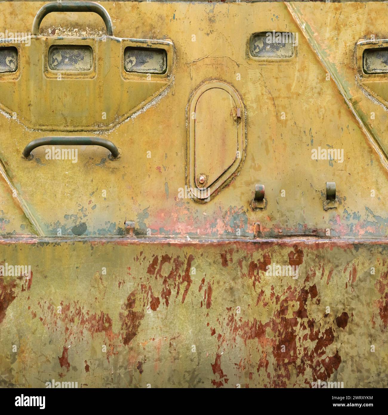 Seamless texture photo of rusty and worn armored desert vehicle surface ...