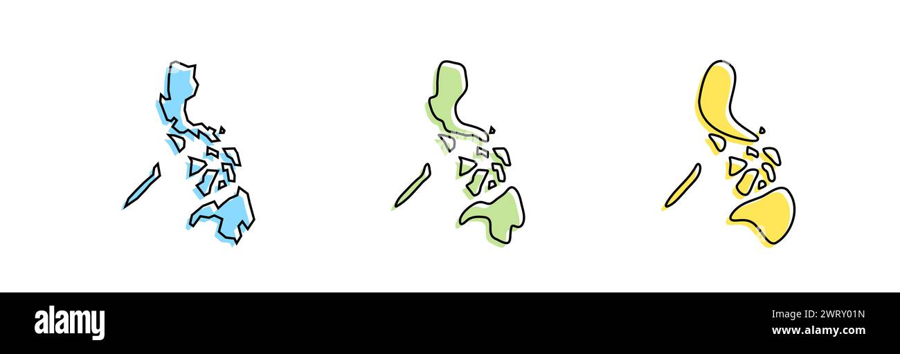 Philippines country black outline and colored country silhouettes in ...