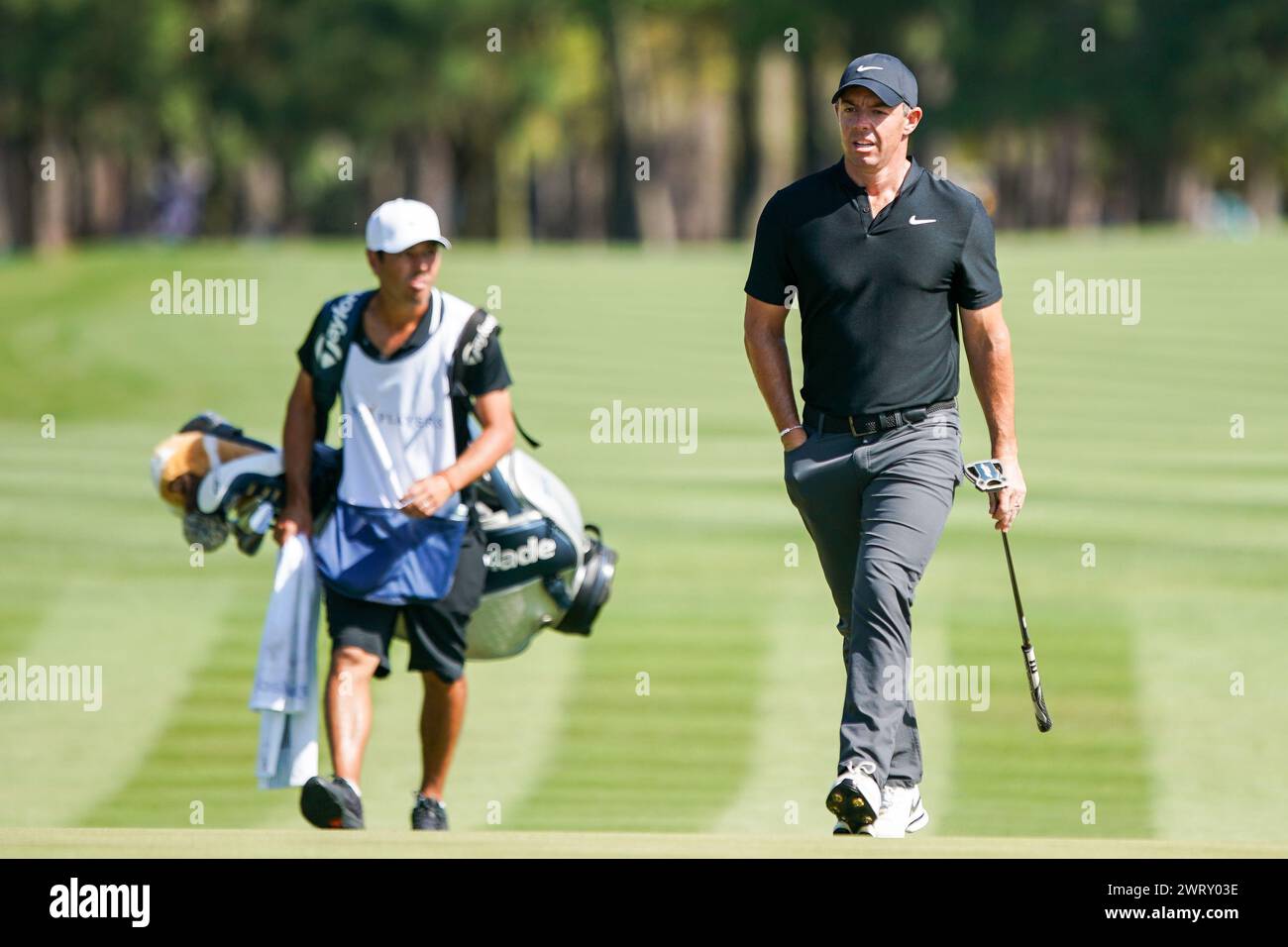 Ponte Vedra Beach, Florida, USA. 14th Mar, 2024. Rory McIlroy (R) and ...