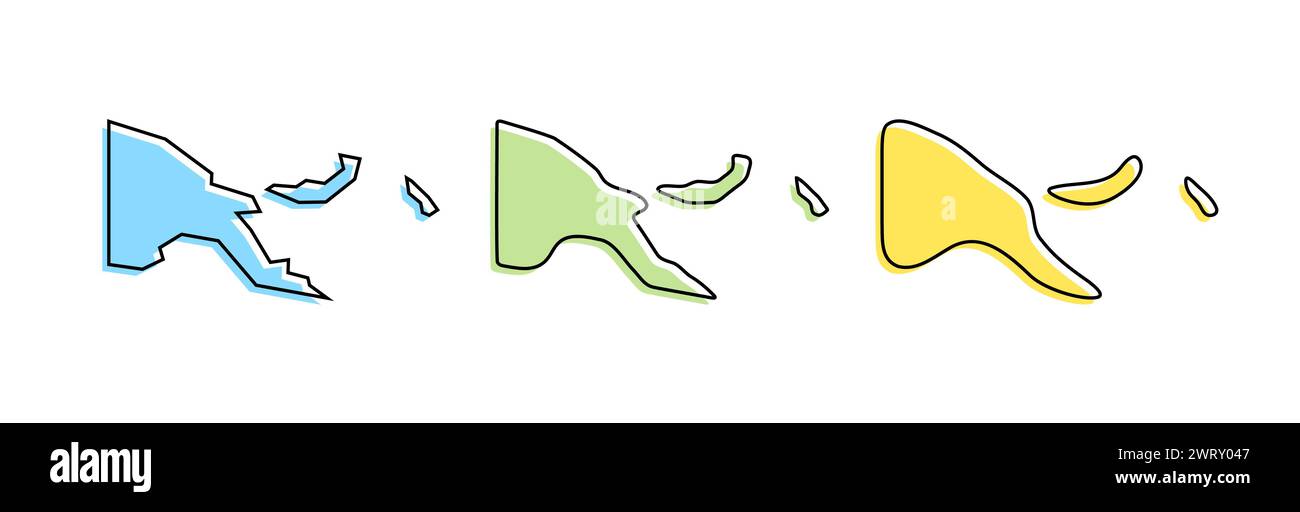 Papua New Guinea country black outline and colored country silhouettes ...