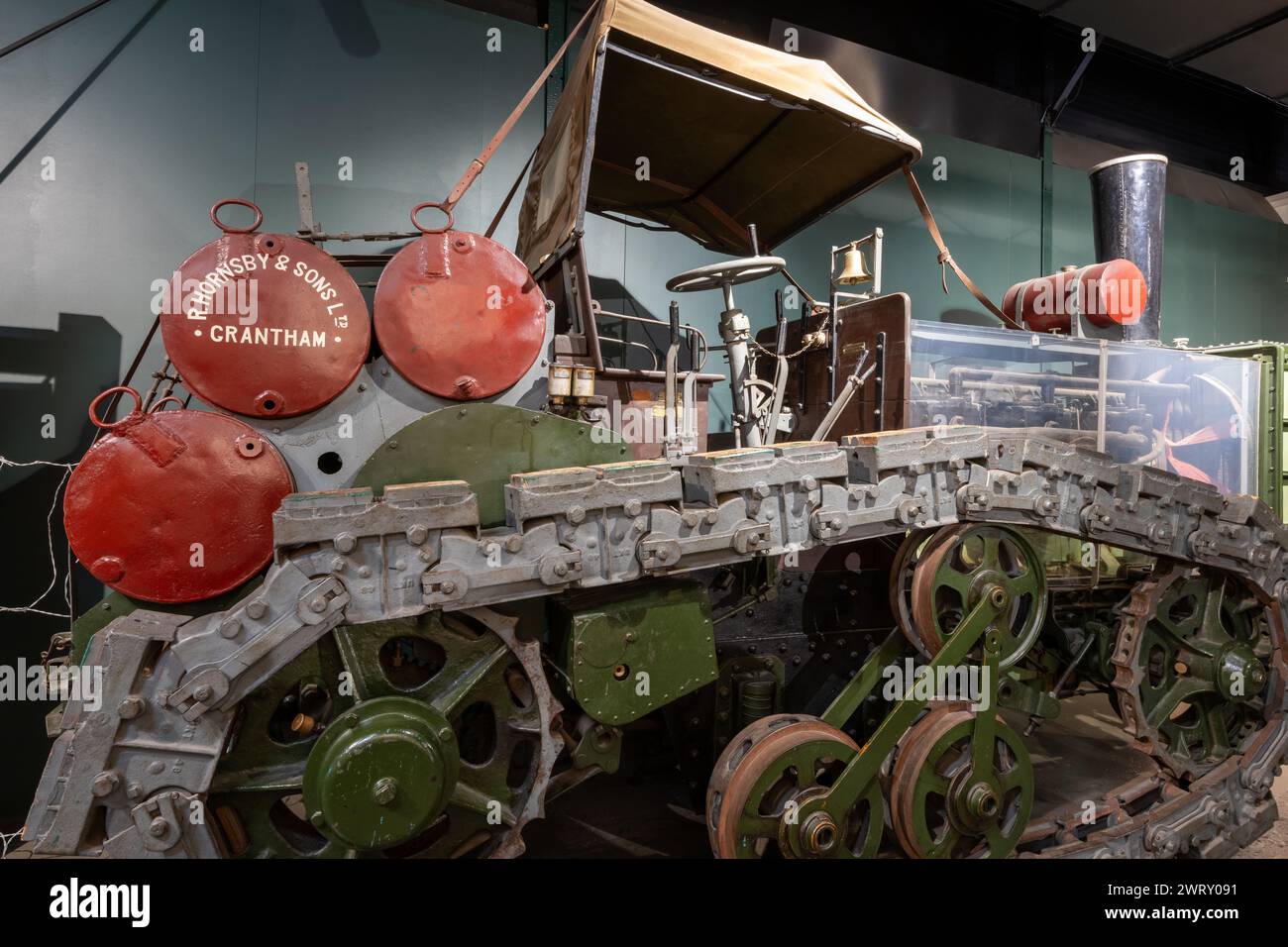 Bovington.Dorset.United Kingdom.August 8th 2023.A Hornsby chain tractor ...