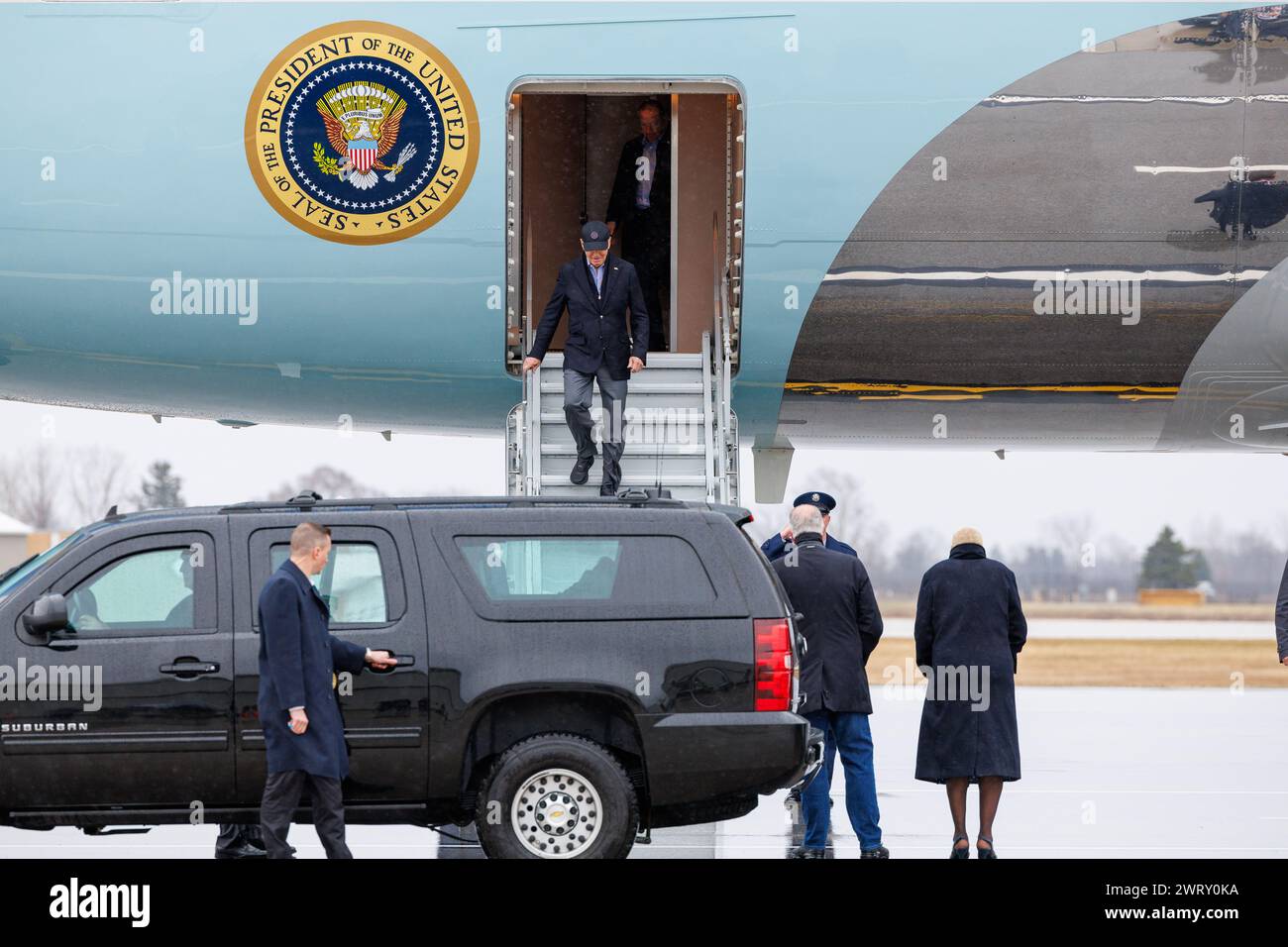 Saginaw, USA. 14th Mar, 2024. President Joe Biden arrives in Saginaw ...