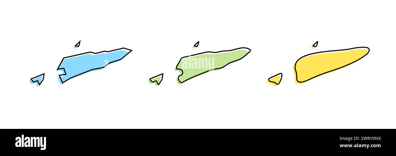 East Timor country black outline and colored country silhouettes in ...