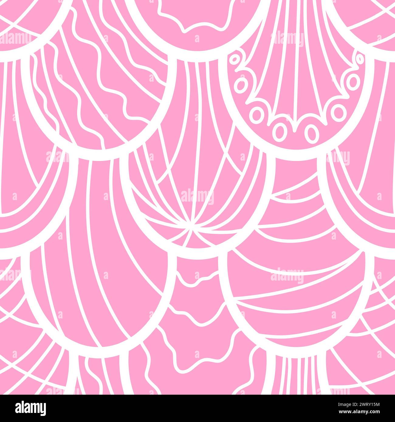 Abstract cartoon doodle seamless mermaid fish scales pattern for ...