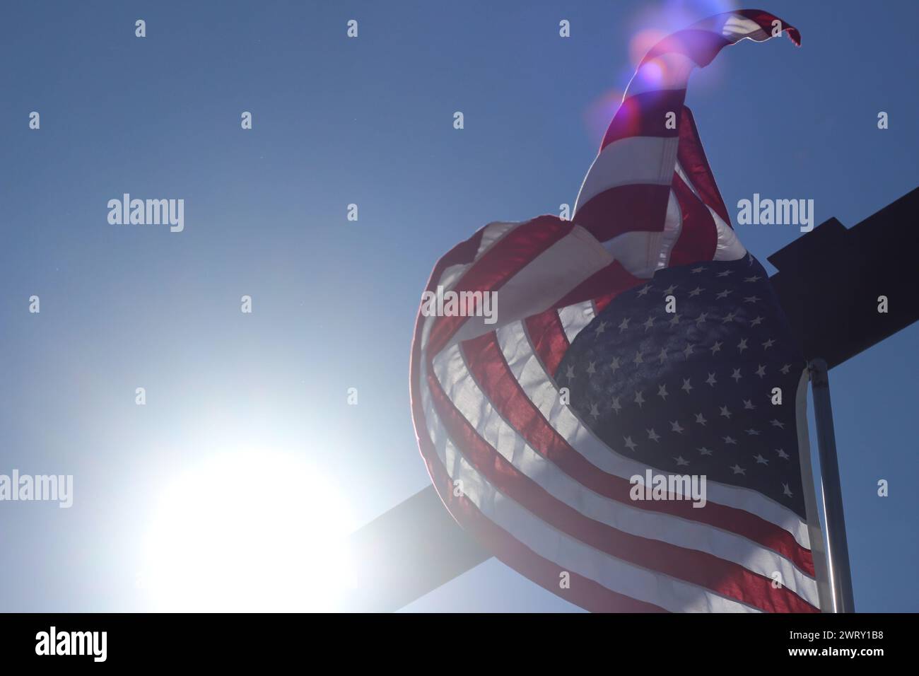 A flag flowing in the wind Stock Photo - Alamy