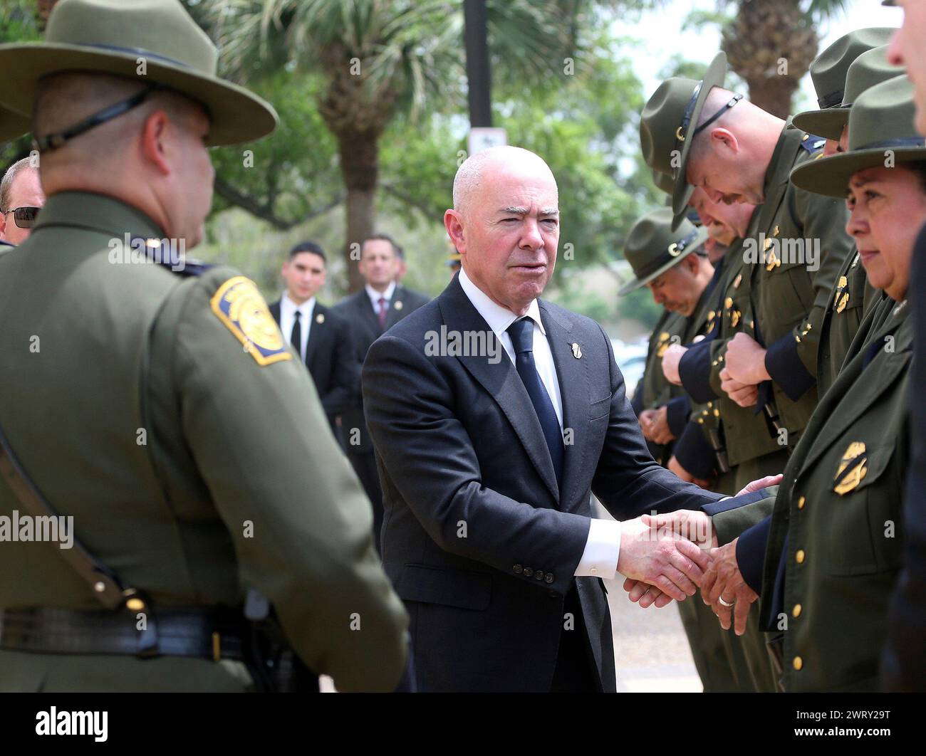 U.S. Secretary of Homeland Security, Alejandro Mayorkas shakes hands ...
