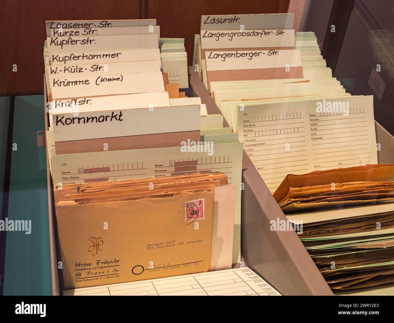 Compartment drawer of an MfS post filing cabinet (1989) used to store ...