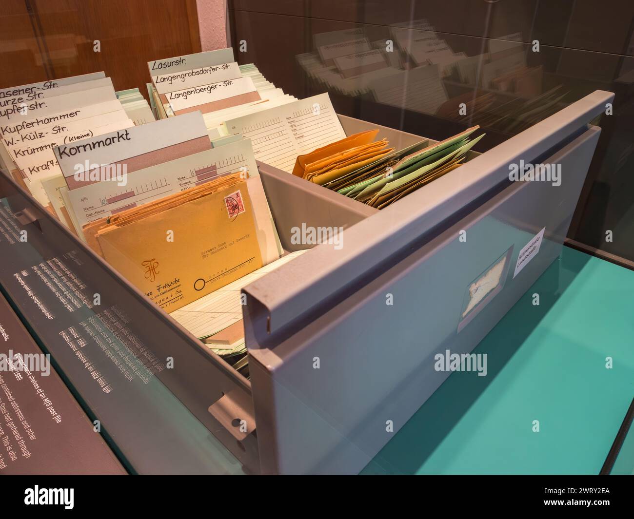 Compartment drawer of an MfS post filing cabinet (1989) used to store ...