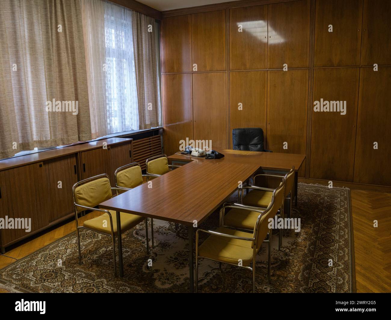 Office meeting table of Major General Hans Carlsohn inside the Stasi ...