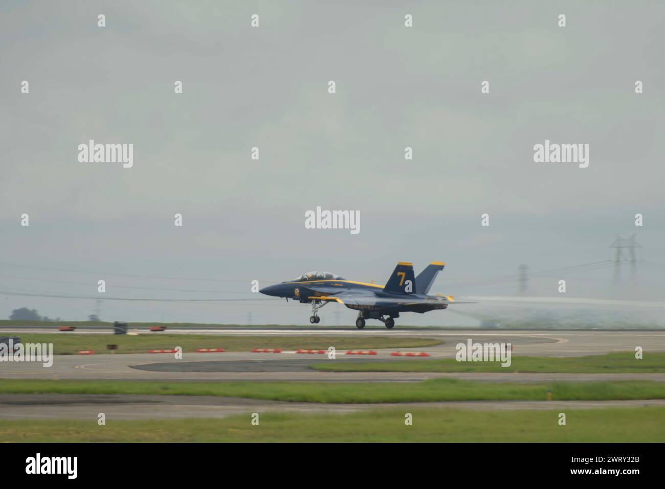U.S. Navy Blue Angel #7 F/A-18F Super Hornet takes off during an ...