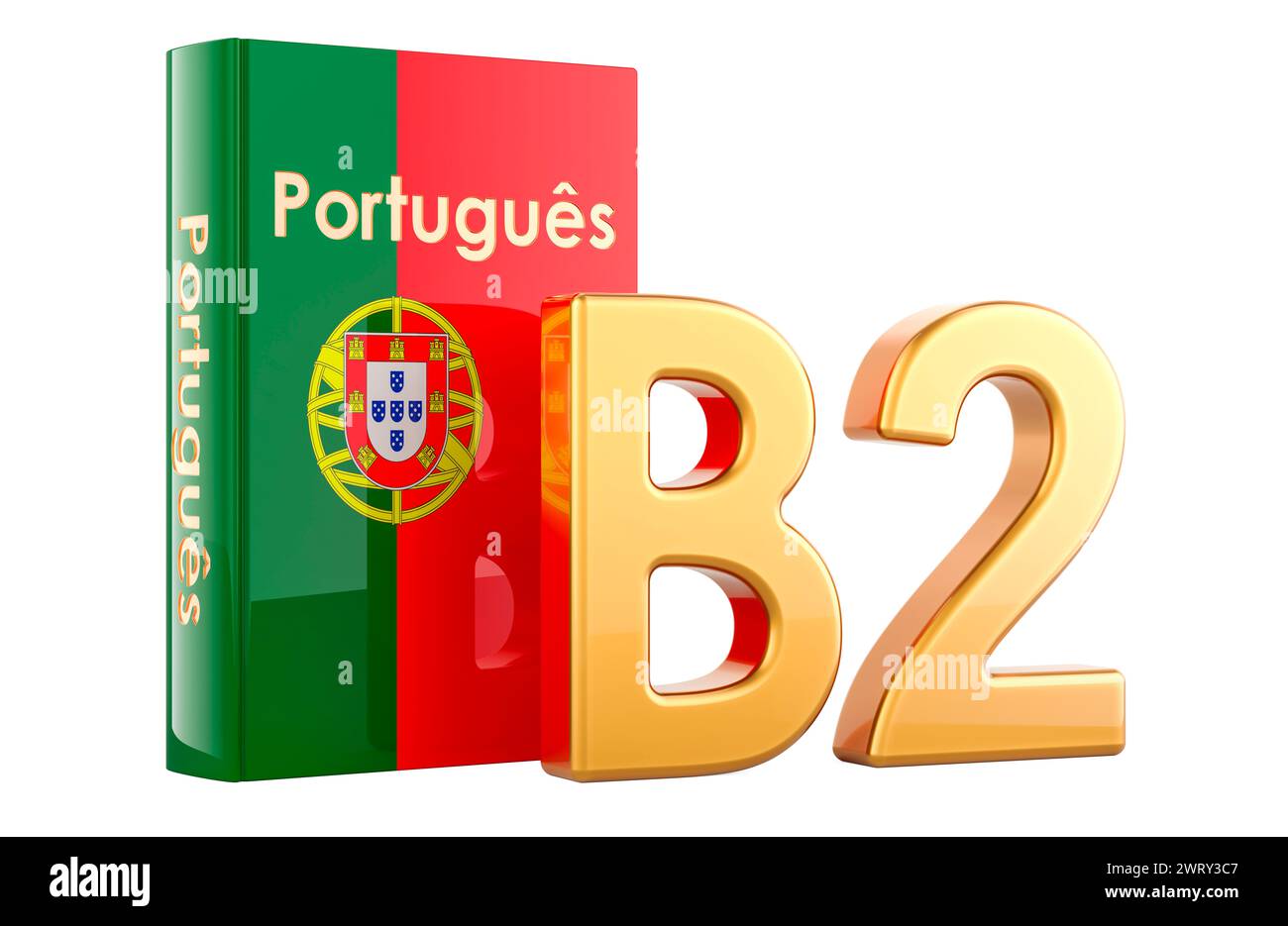 B2 Portuguese level, concept. Level upper intermediate, 3D rendering ...