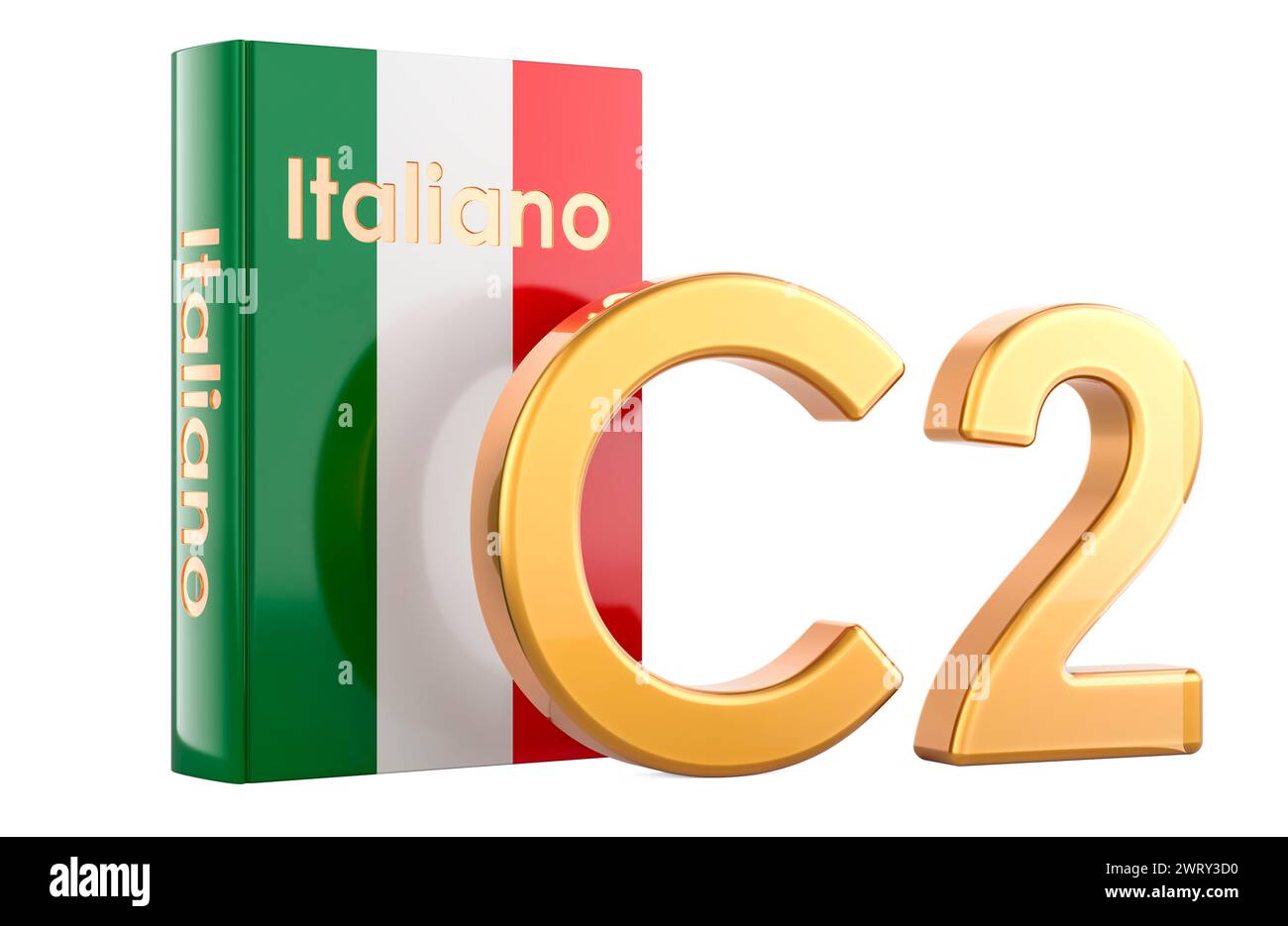 C2 Italian level, concept. C2 Proficiency. 3D rendering isolated on ...