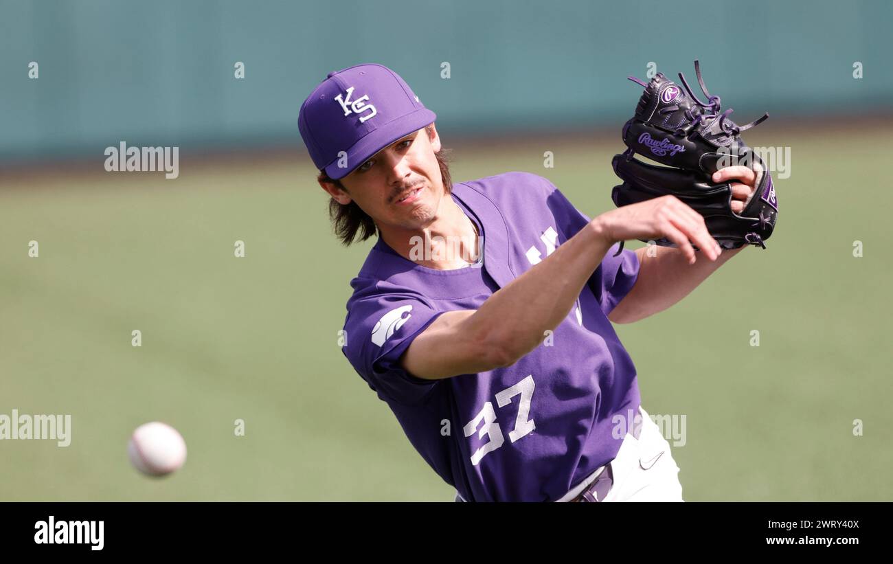 Kansas State pitcher Sam Roberts (37) during an NCAA college baseball ...