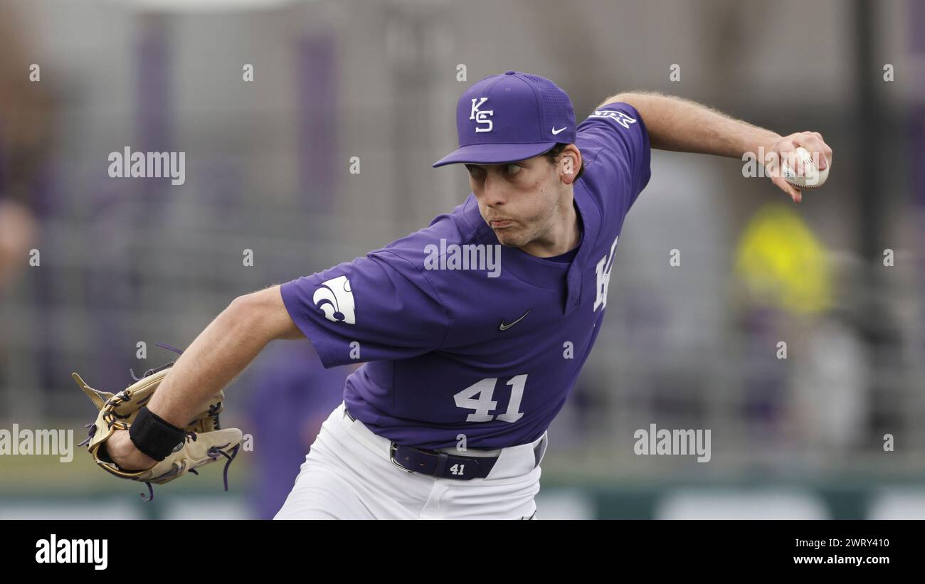 Kansas State pitcher Adam Arther (41) during an NCAA college baseball ...
