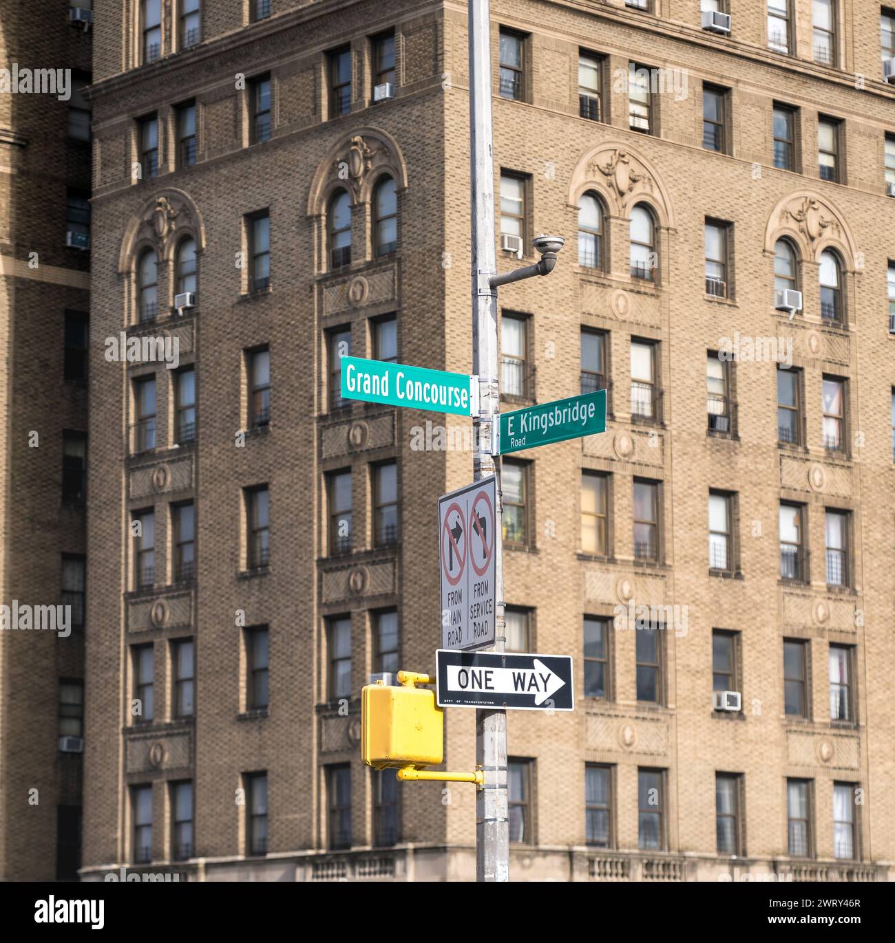 Bronx, NY - US - MAR 10, 2024 Iconic New York City signpost for the ...