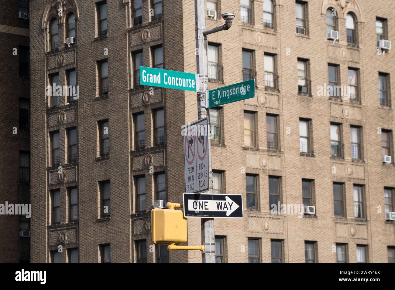 Bronx, NY - US - MAR 10, 2024 Iconic New York City signpost for the ...
