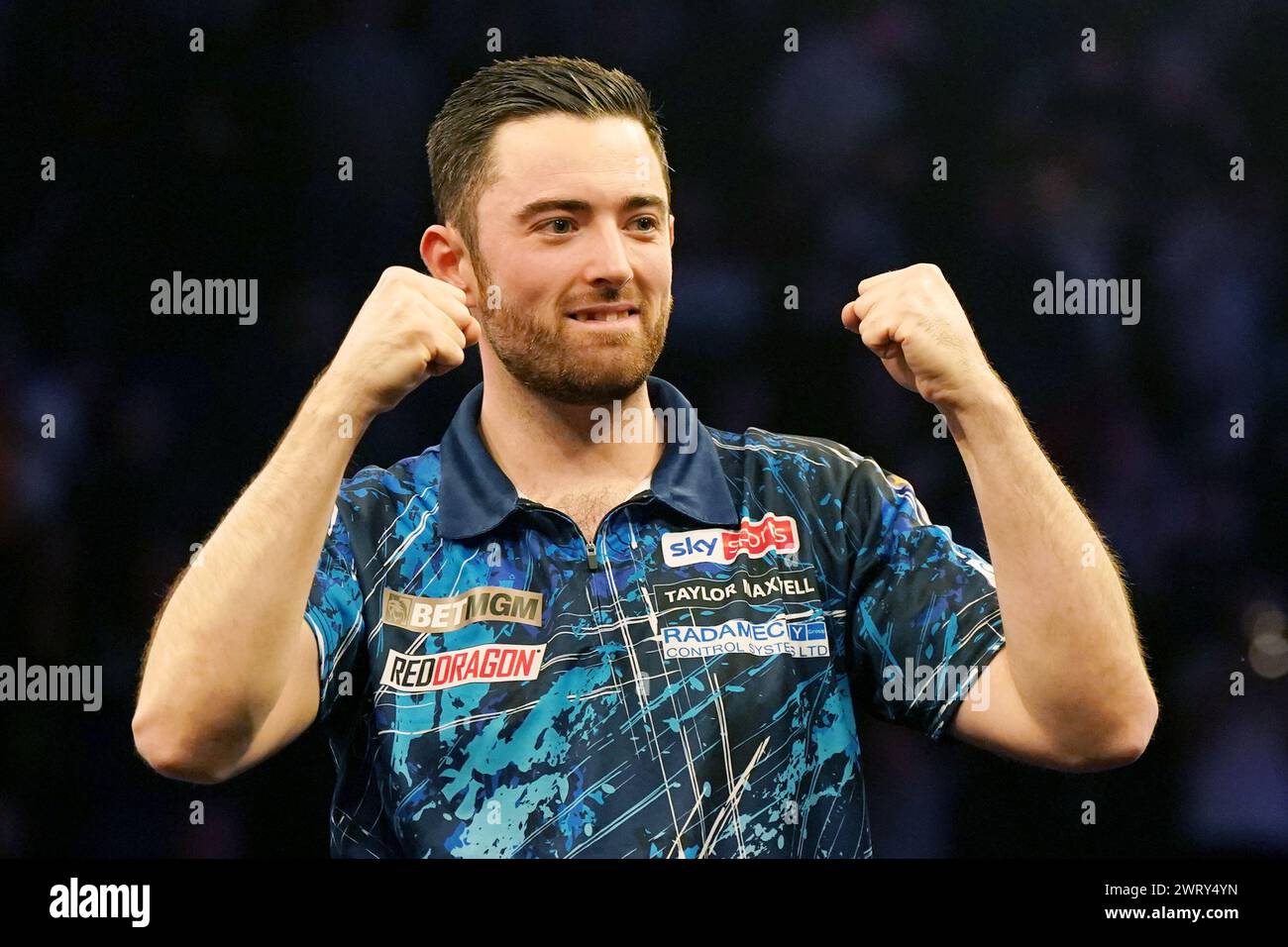 Luke Humphries celebrates victory over Nathan Aspinall on night seven ...