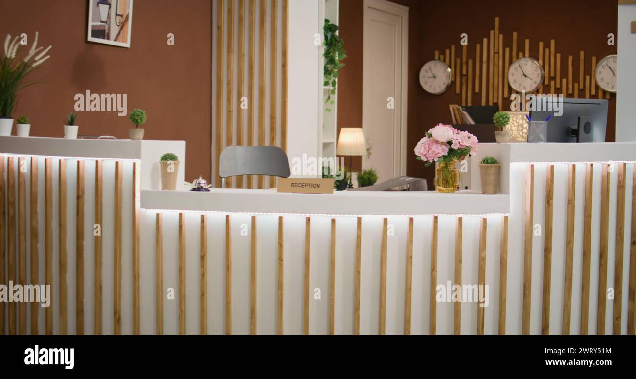 Lounge area with luxury couch in hotel decorated with classy stylish ...