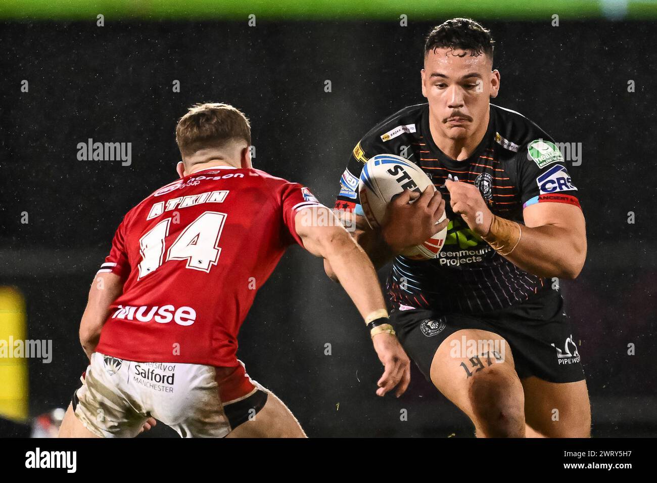 Tyler Dupree of Wigan Warriors in action during the Betfred Super ...