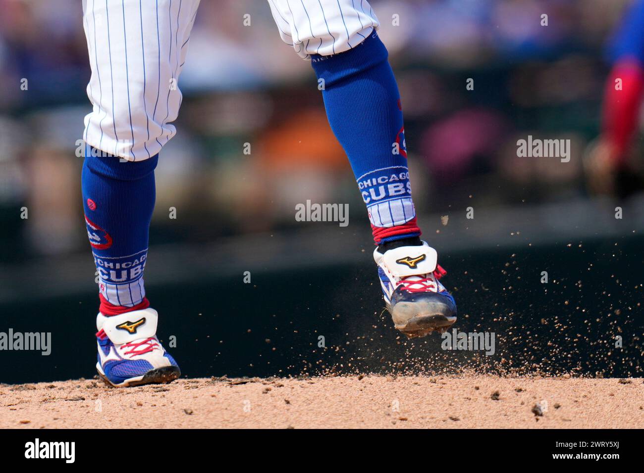 Chicago Cubs starting pitcher Shota Imanaga, of Japan, kicks the ...