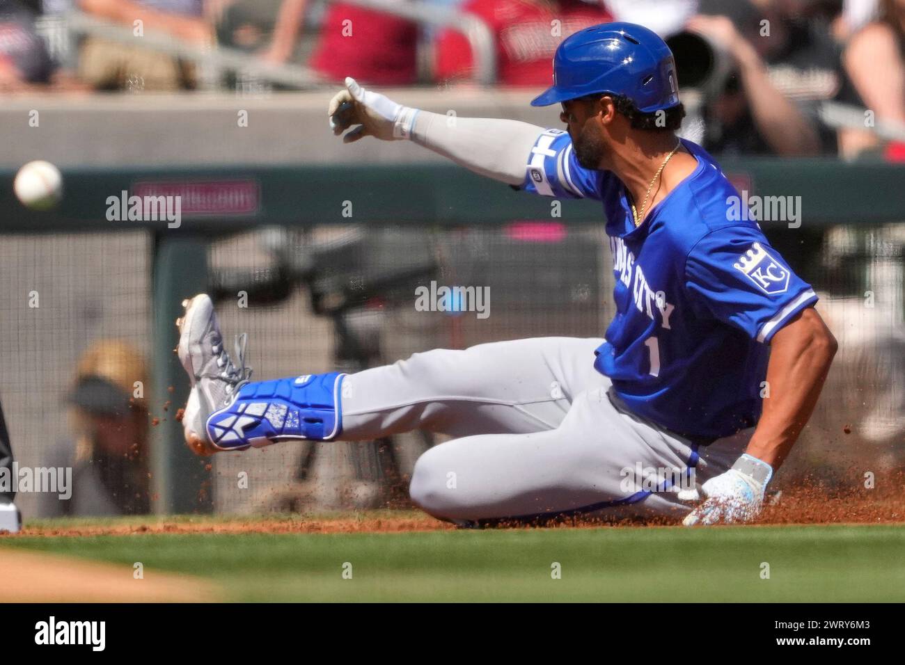 Kansas City Royals' M.J. Melendez (1) beats the throw for a two RBI ...