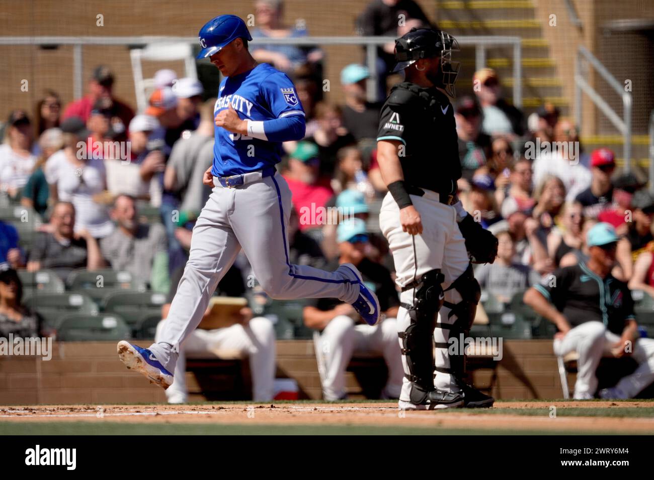Kansas City Royals' Nick Pratto scores on a triple by M.J. Melendez ...
