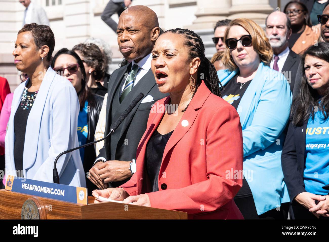 New York, USA. 14th Mar, 2024. Sheena Wright, First Deputy Mayor speaks ...