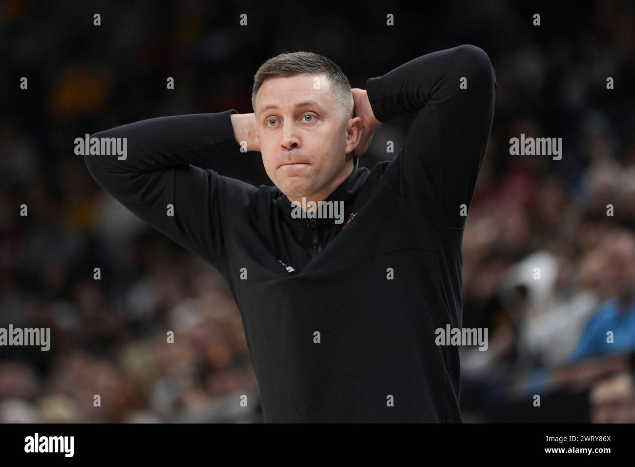 Ohio State interim head coach Jake Diebler watches the first half of an ...