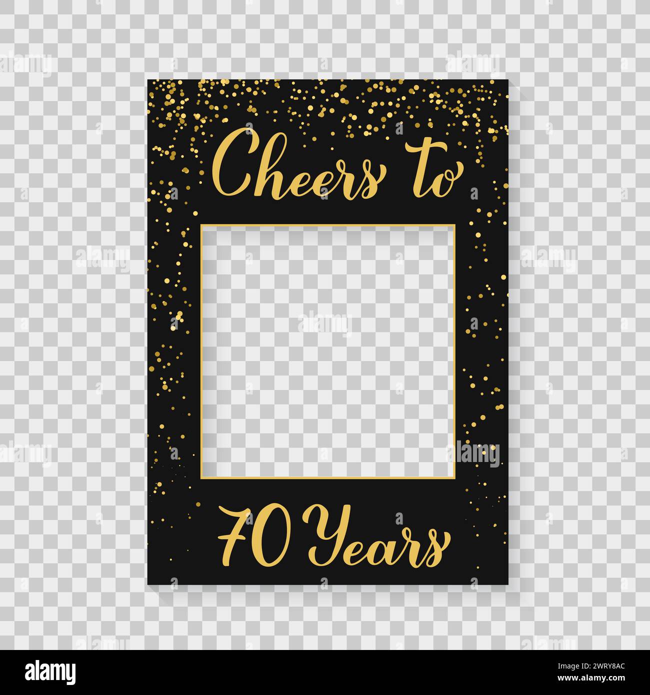 Cheers to 70 Years photo booth frame on a transparent background. 70th ...