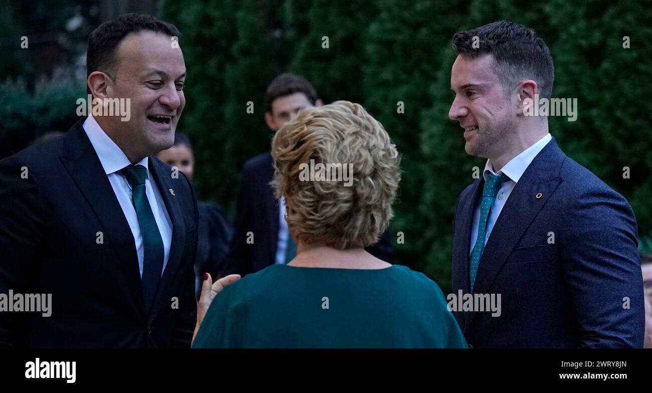 Taoiseach Leo Varadkar and his partner Matt Barrett arrive for a St ...
