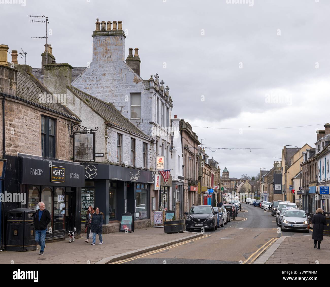 14 March 2024. Elgin,Moray,Scotland. This is a view along Elgin High ...