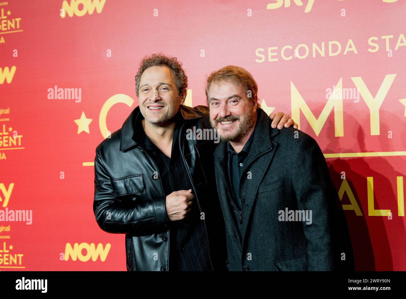 ROME, ITALY - MARCH 14: Corrado Guzzanti and Claudio Santamaria attend ...