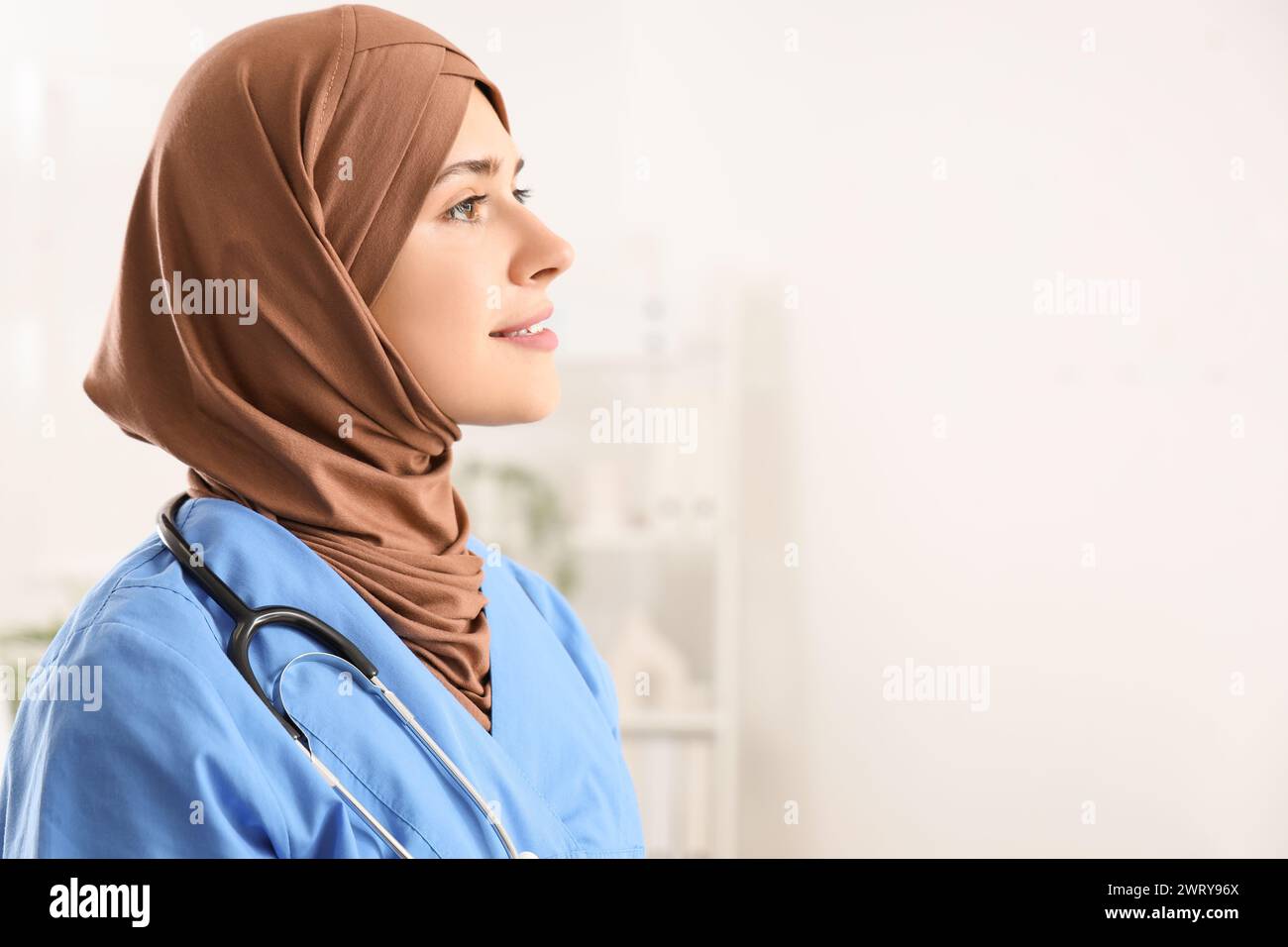Female Muslim doctor in clinic, closeup Stock Photo - Alamy