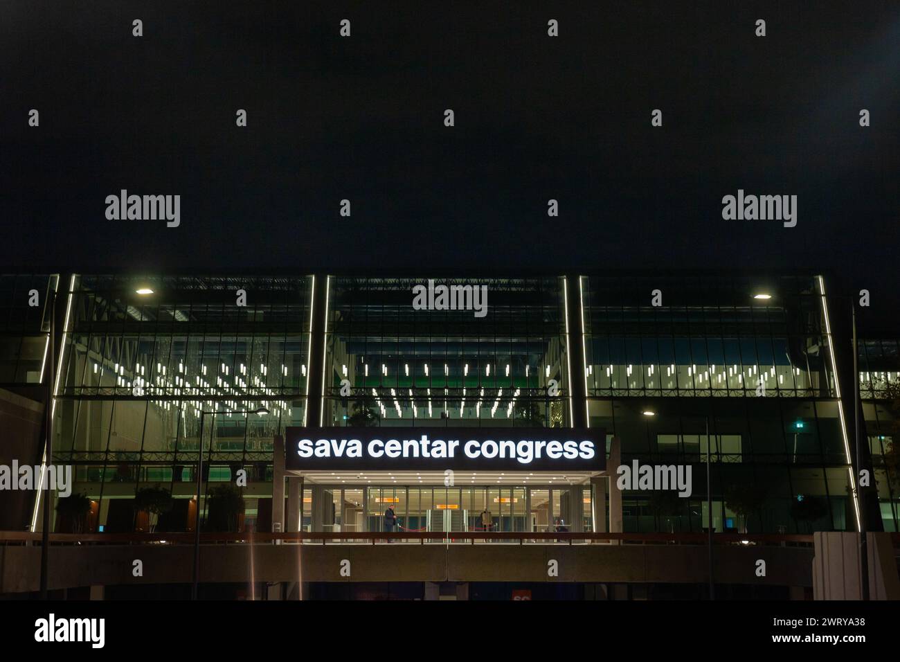 Picture of the main entrance to Sava centar in Belgrade, Serbia. Sava ...