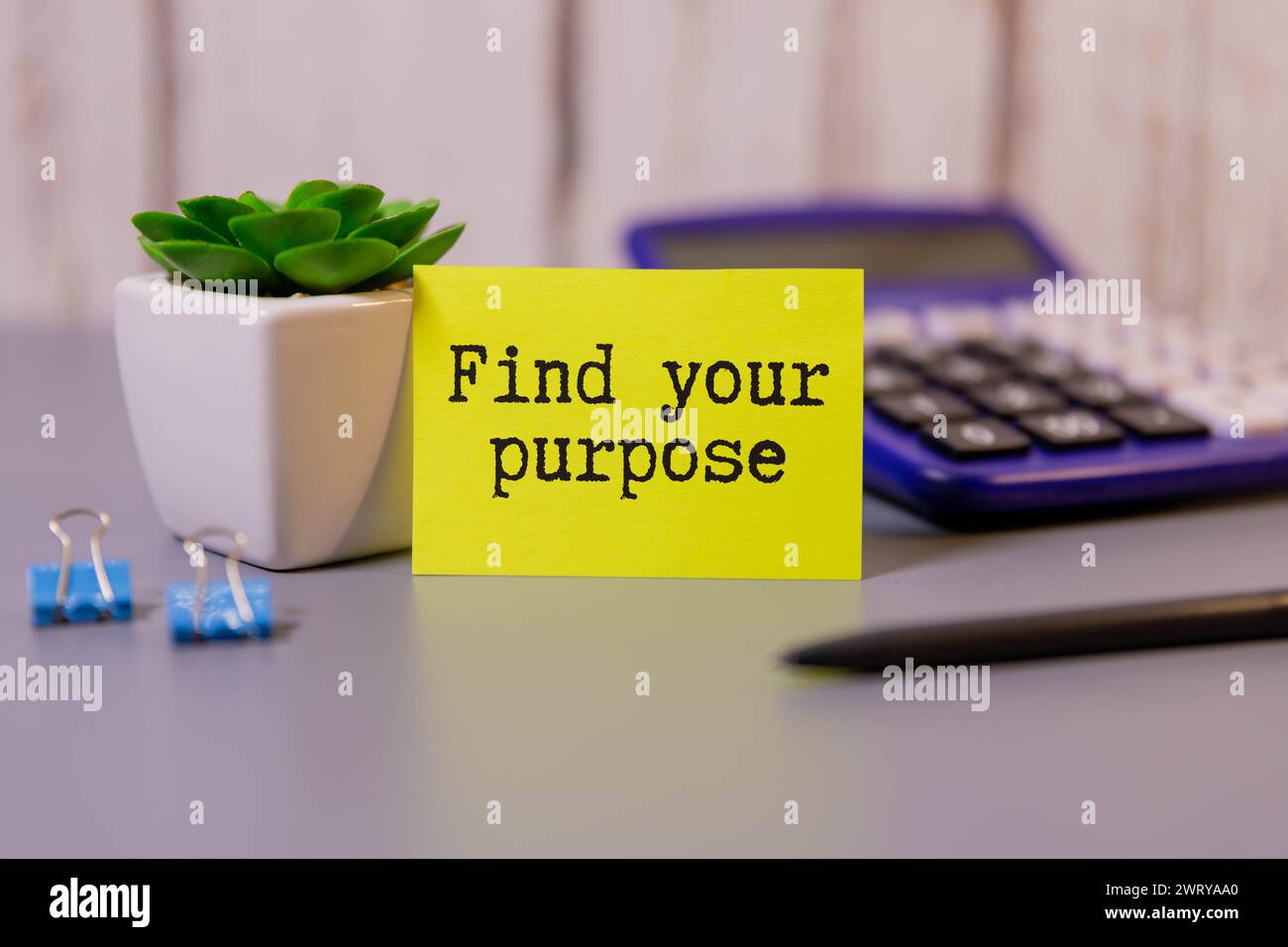 Find Your Purpose Text written on notebook page, red pencil on the ...