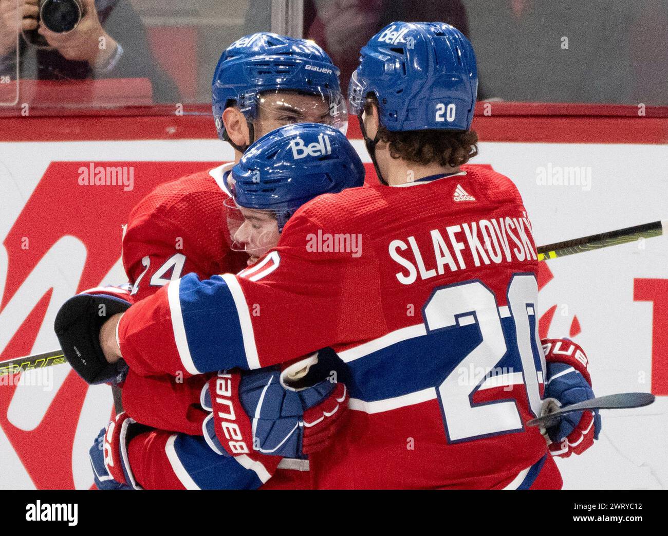 Montreal Canadiens' Nick Suzuki (14) celebrates after his goal against ...