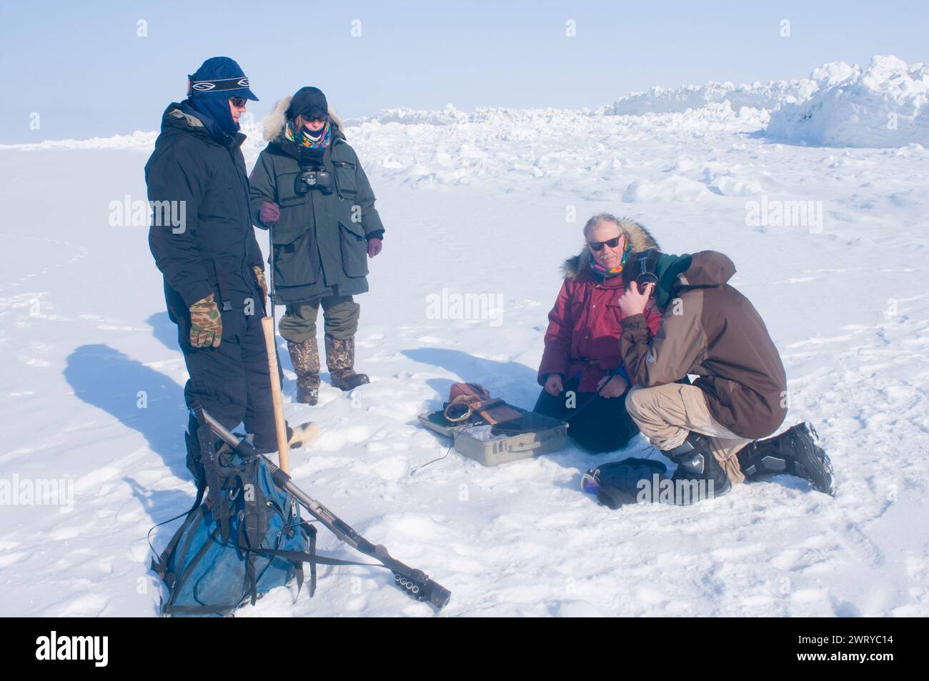 Scientists conducting bowhead whale survey count passing migrating ...