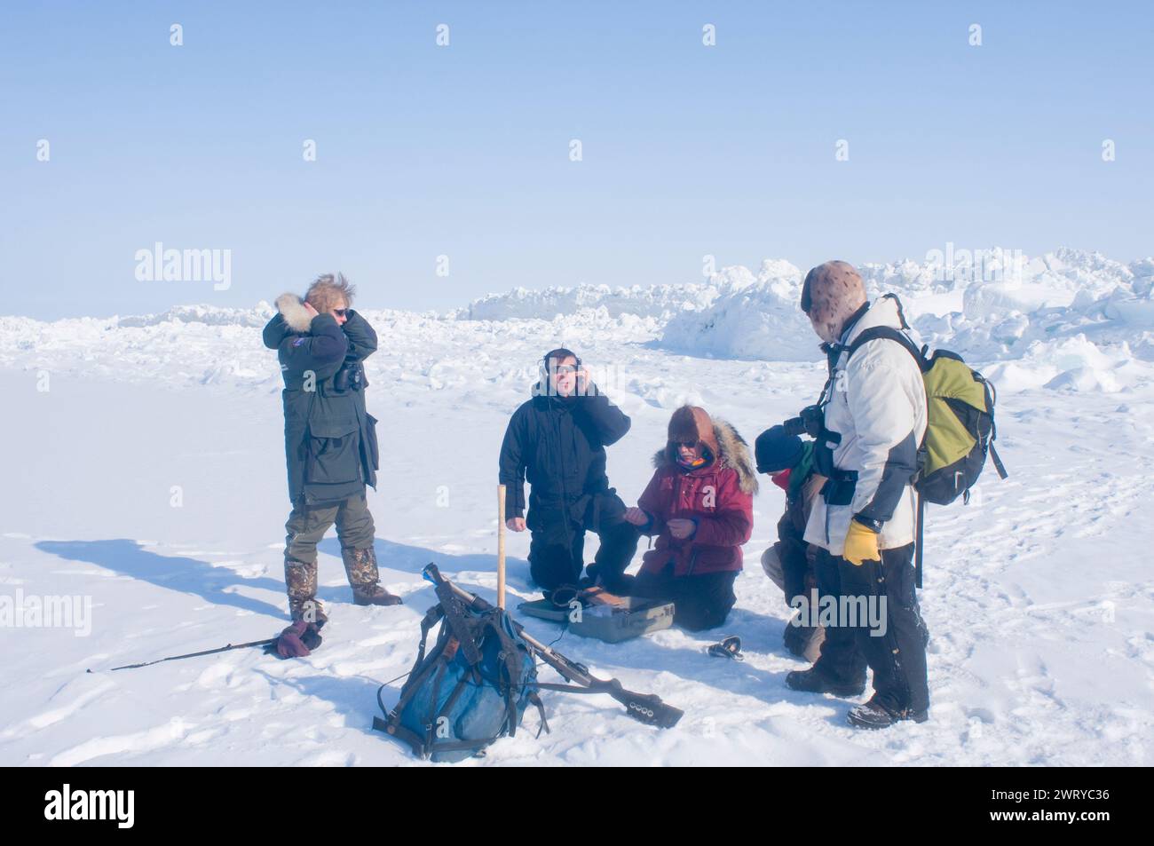 Scientists conducting bowhead whale survey count passing migrating ...