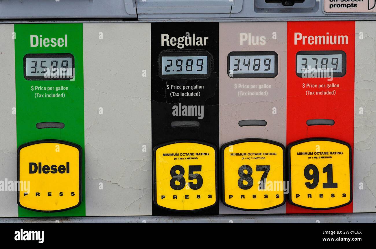 The price per gallon of the various grades of gasoline available are ...