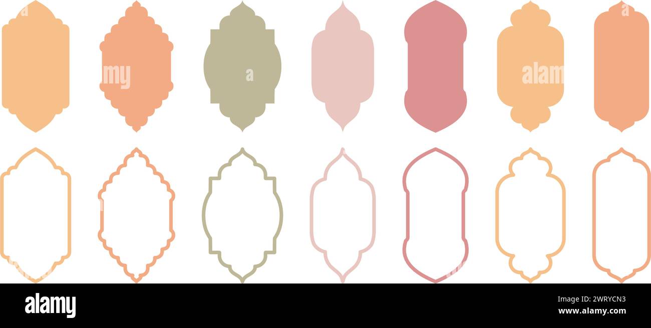 Islamic traditional windows shape compilation. Set of Mosque Muslim ...