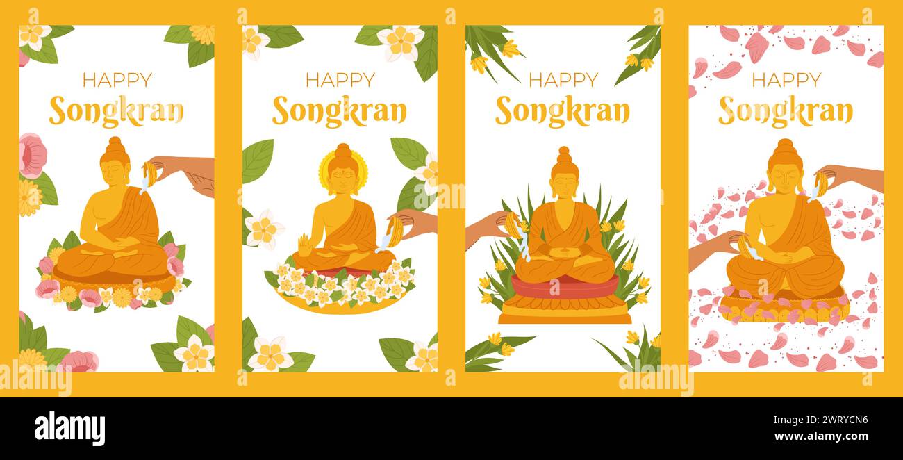 Songkran, Buddha water ceremony. Hand Pouring water the monk sculpture ...