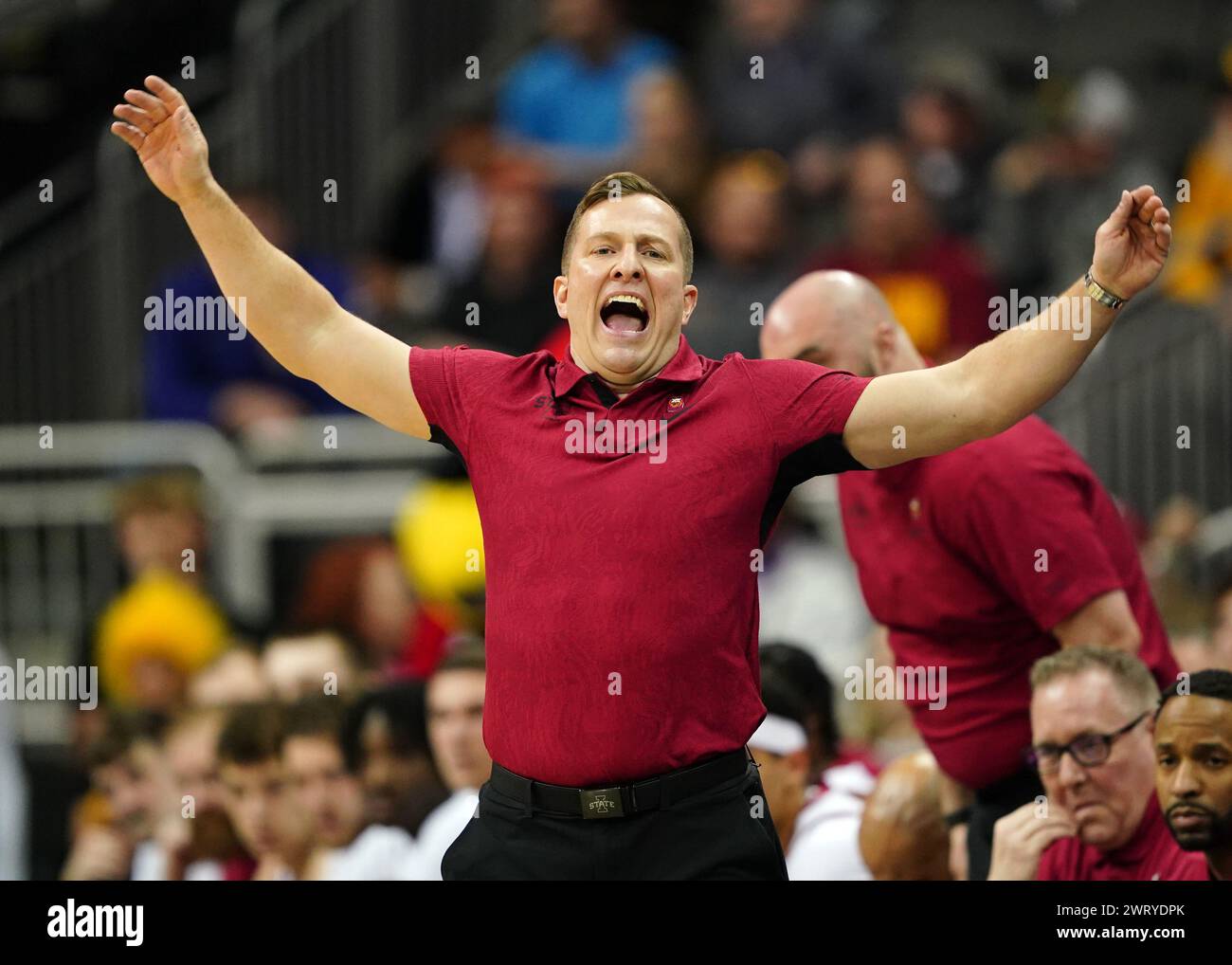 MAR 14 2024: Iowa State coach T.J. Otzelberger shouts instructions to ...