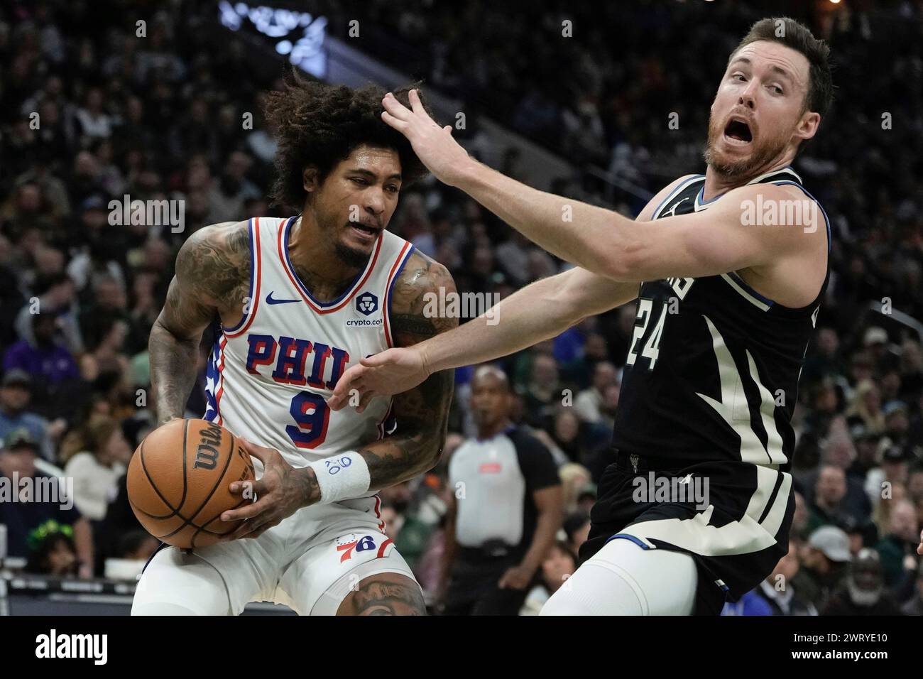 Philadelphia 76ers' Kelly Oubre Jr. tries to get past Milwaukee Bucks ...